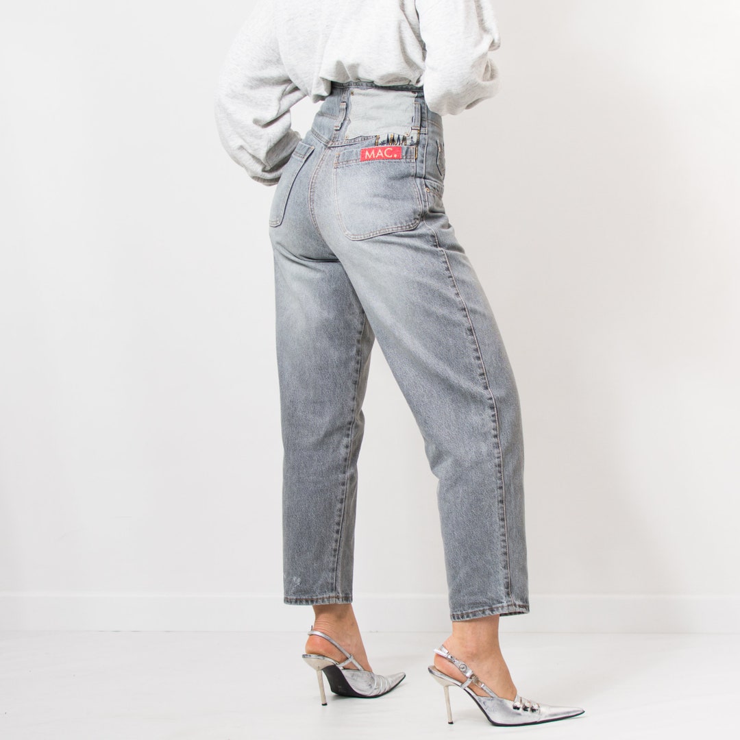 80's MAC Mom Jeans Vintage Super High Waist Gray Stonewashed Denim Size ...