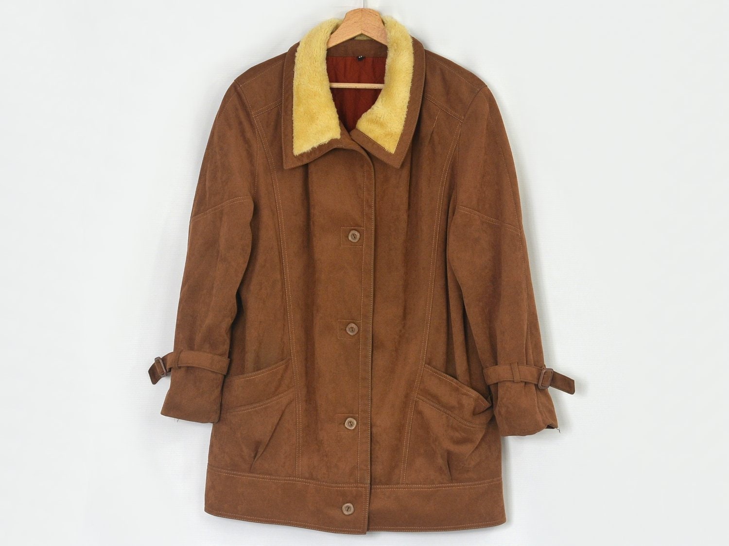 Southwestern Jacket Suede Vintage Shearling Collar Coat - Etsy