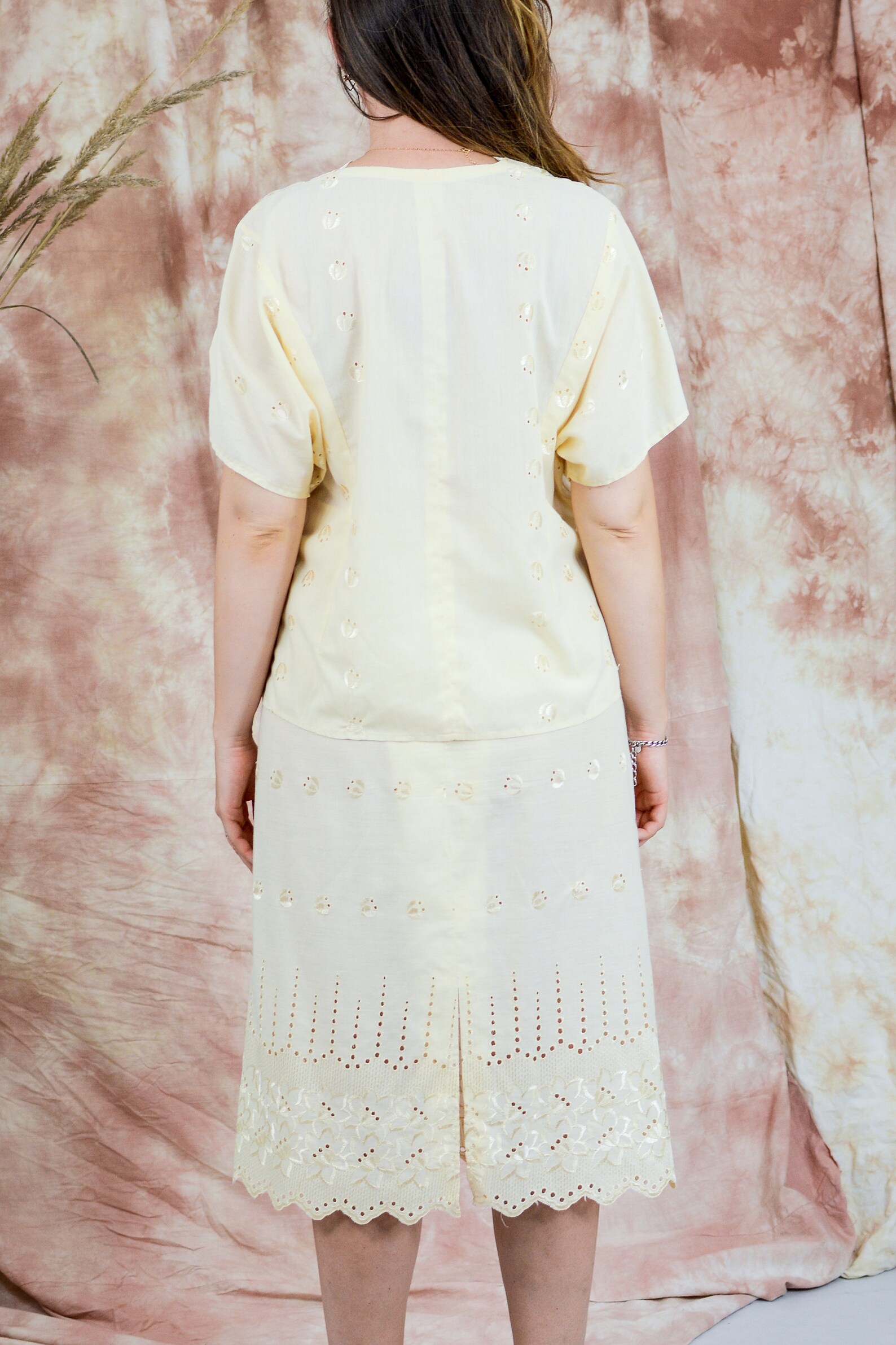 Cream Two Piece Set Blouse and Skirt Ethnic Minimalist Boho | Etsy
