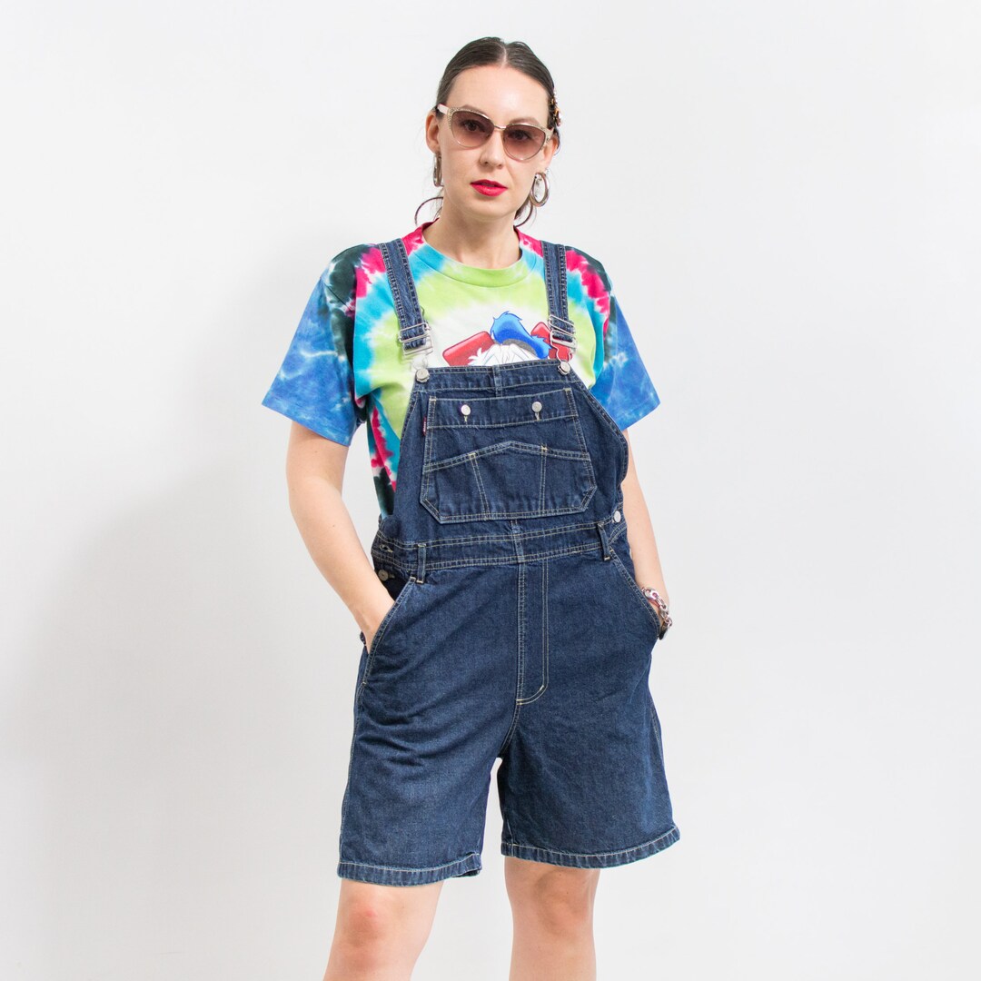 Shortalls 90's ROCKY Jean Vintage Denim Dungarees Overalls Women Size L ...