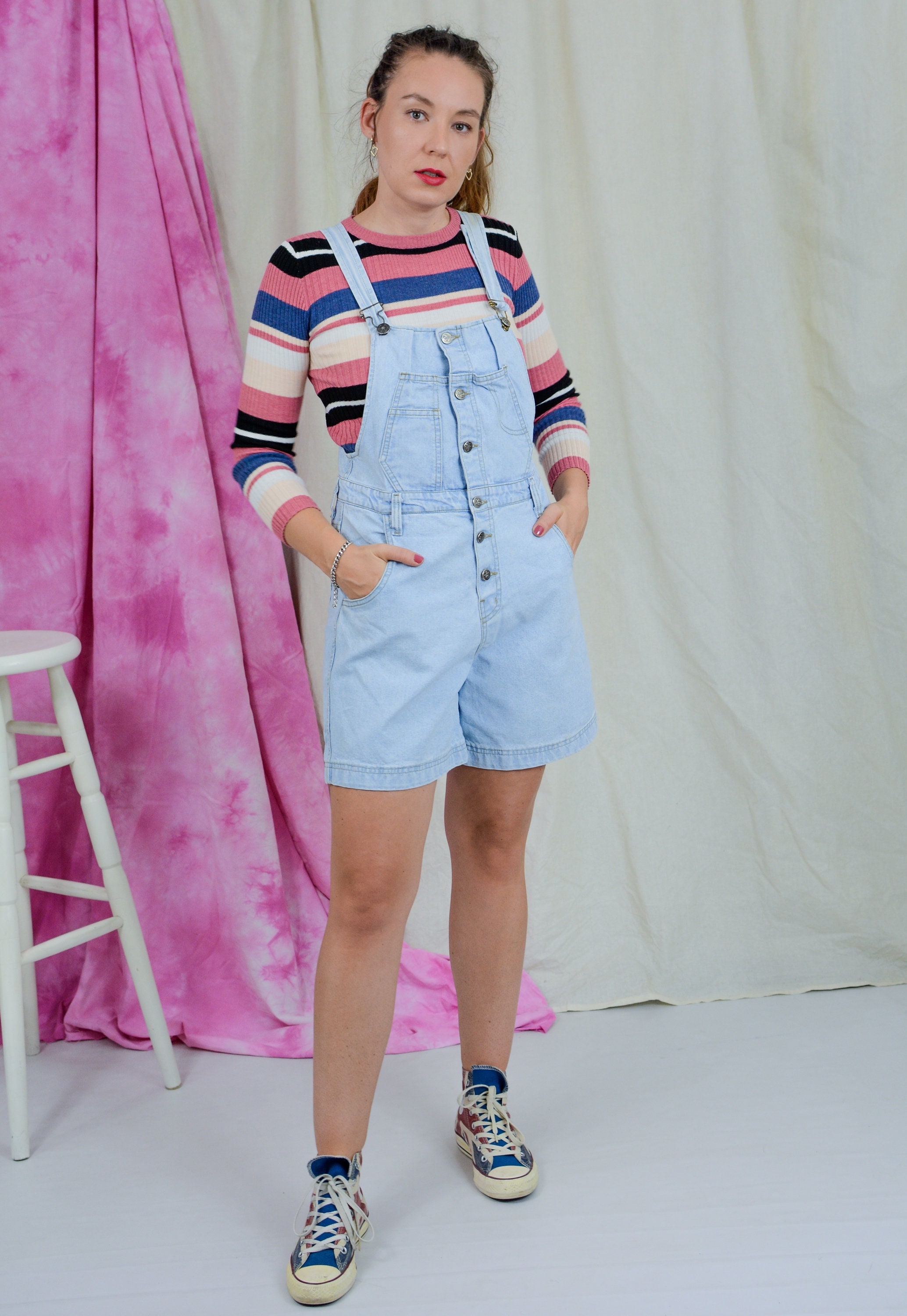 Denim Overalls JOY Vintage 90s Light Blue Shortalls Jeans | Etsy