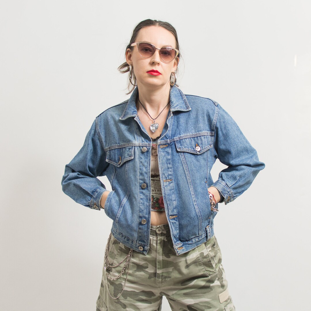 90's Denim Jacket Blue Jean Vintage Women Size XS - Etsy