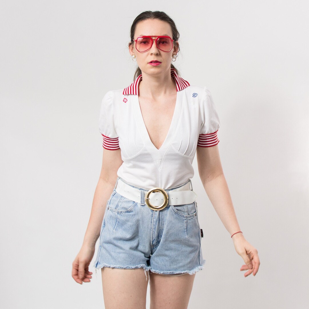 DIESEL V Neck Polo Shirt White Y2k Top Short Sleeve Women Size M - Etsy