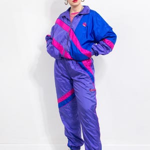 90's Tracksuit Vintage Multi Colorblock Nylon Women Size L - Etsy