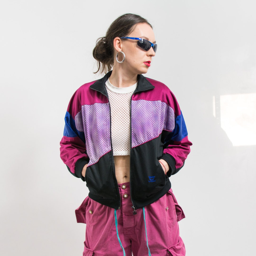 Vintage 90's Track Jacket Multi Color Tracksuit Top Women Size S - Etsy