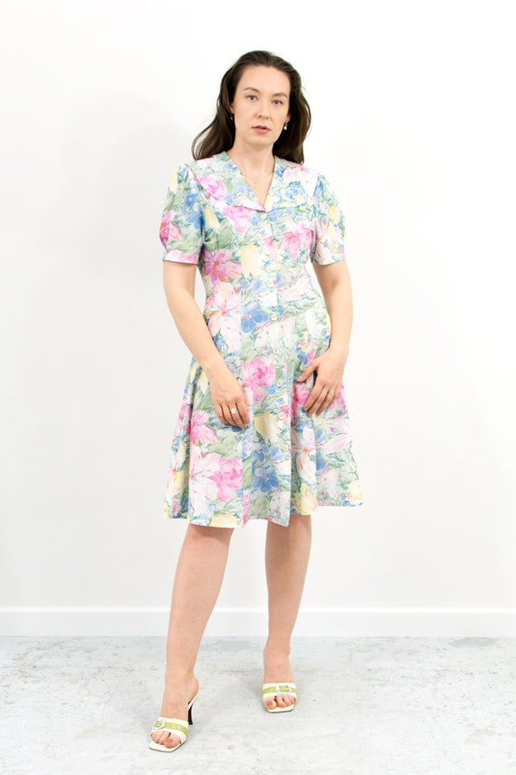 Floral dress 80s vintage rainbow mini summer St Micha… - Gem