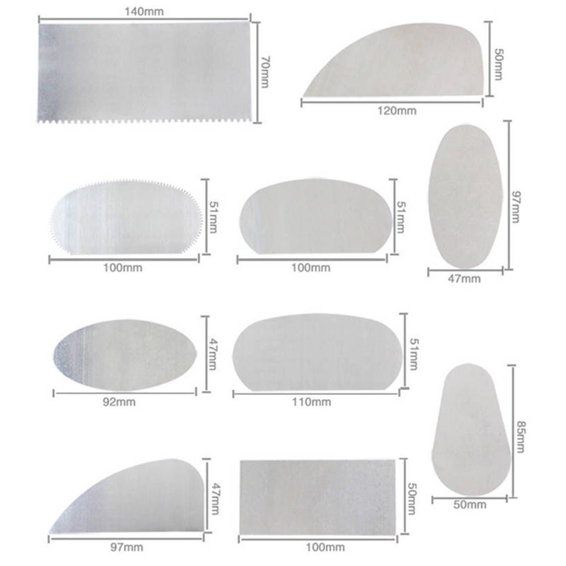 Pack of 10 Stainless Steel Scraper Pottery Ceramics Clay Scrapers Tool ...