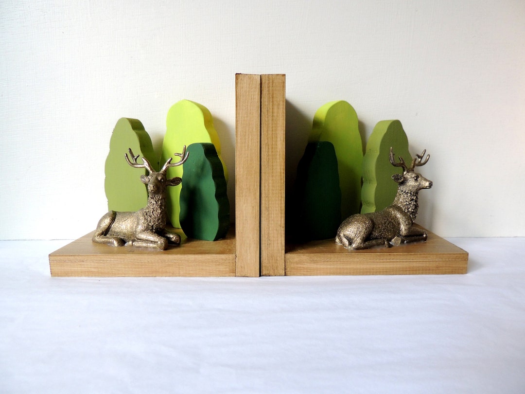 Stag Bookends, Wooden Bookends, Pair of Bookends, Book Stopper ...