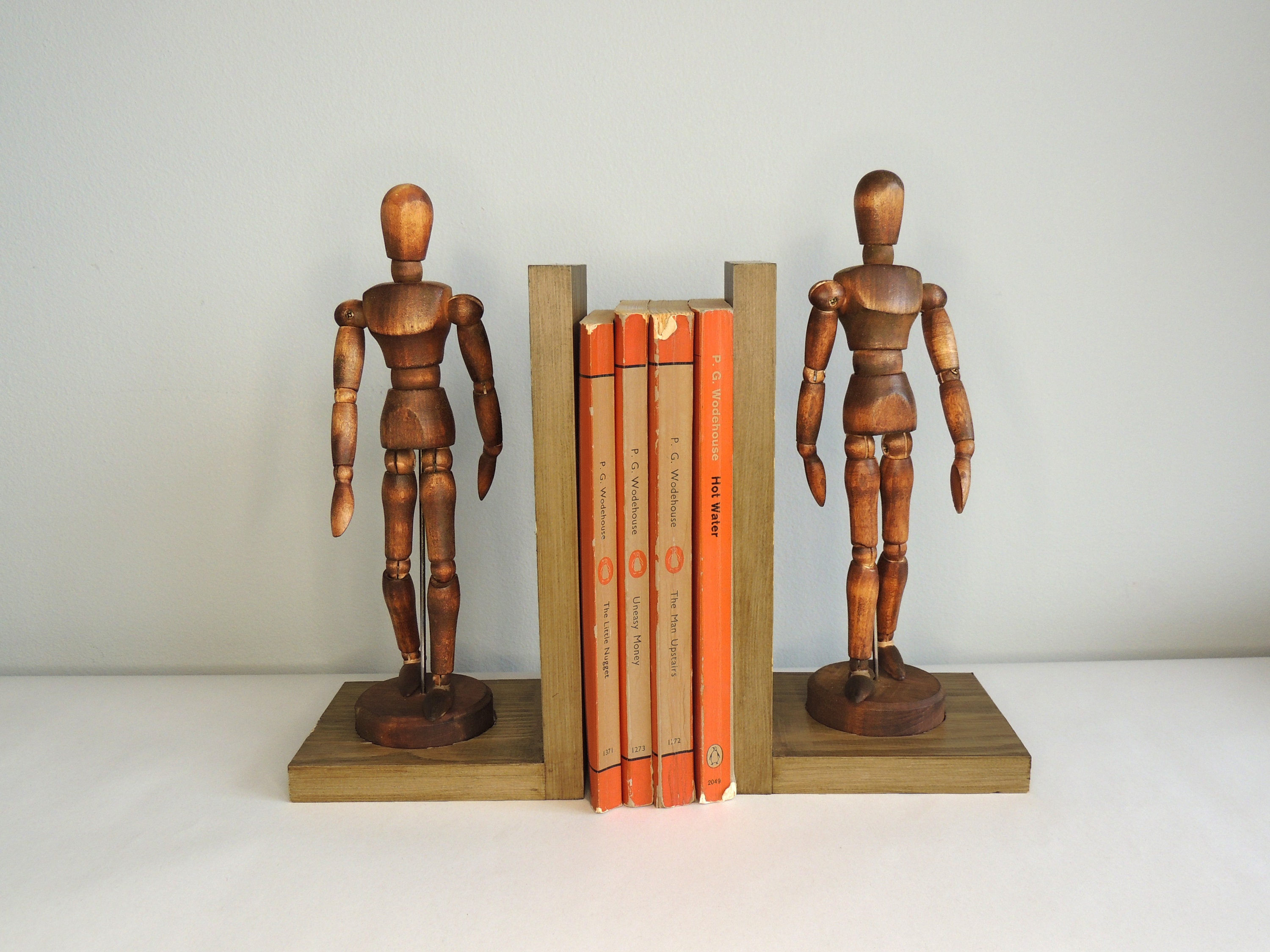 Wooden Bookends, Artists Articulated Model, Adjustable Model, Pair of ...