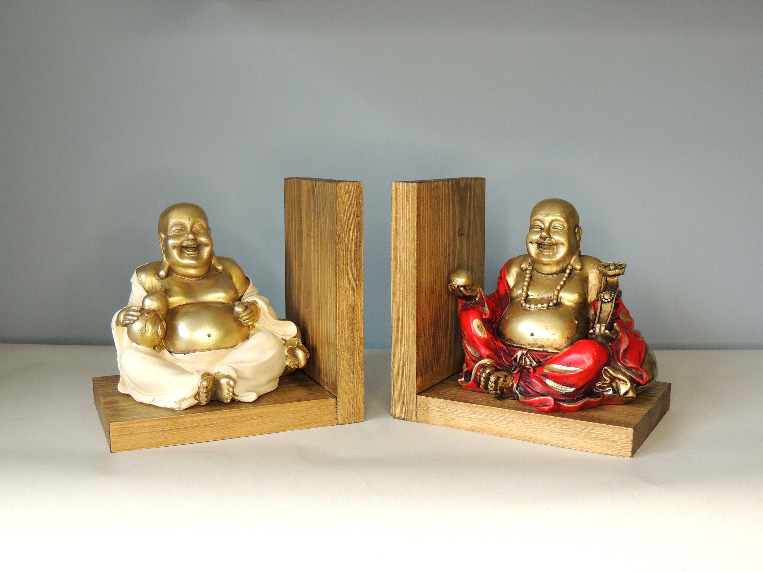 Buddha Bookends Wooden Bookends Pair of Bookends Book - Etsy
