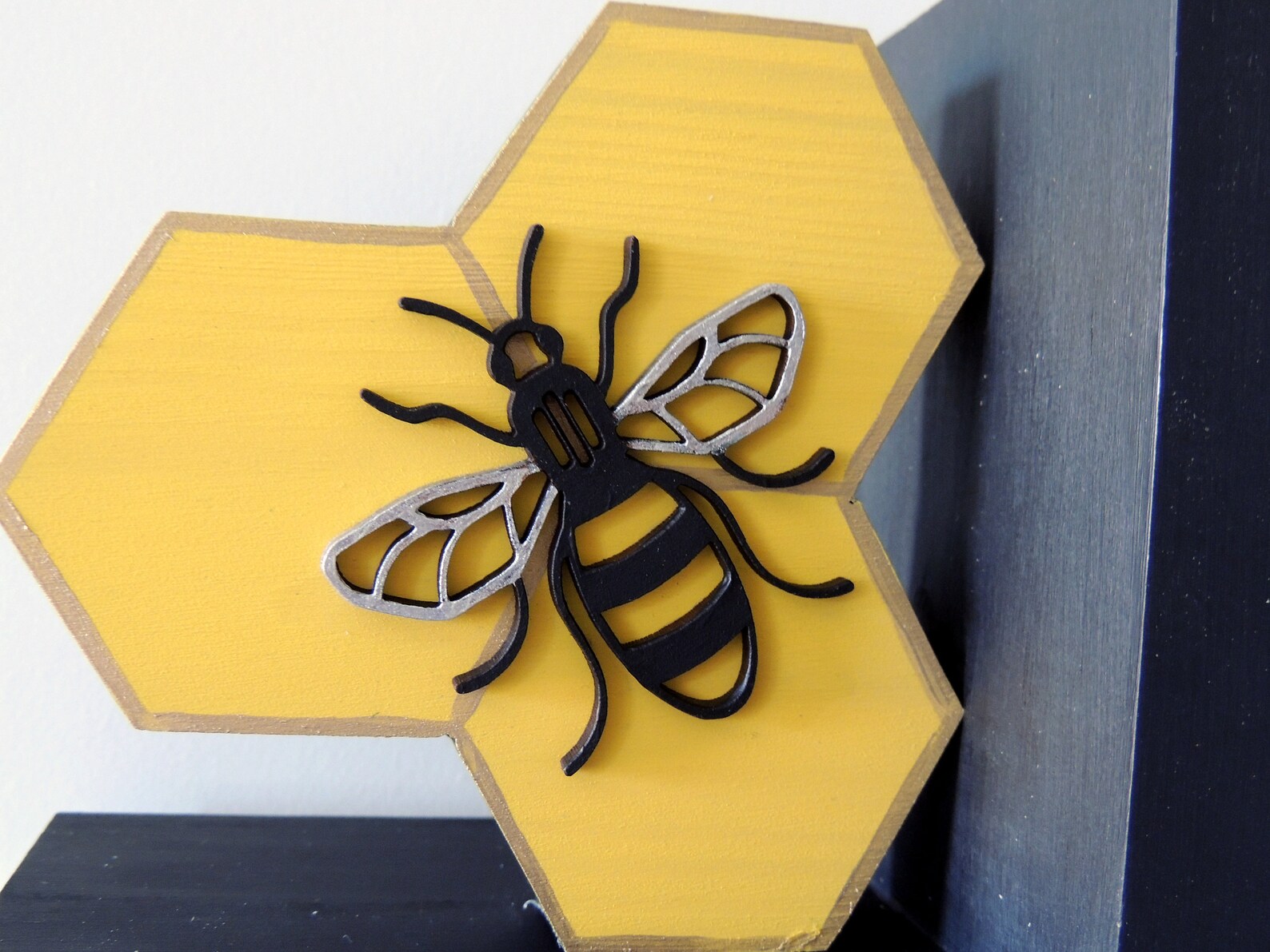 Bee Bookends, Honeycomb Bookends, Book Stopper, Wooden Bookends - Etsy UK