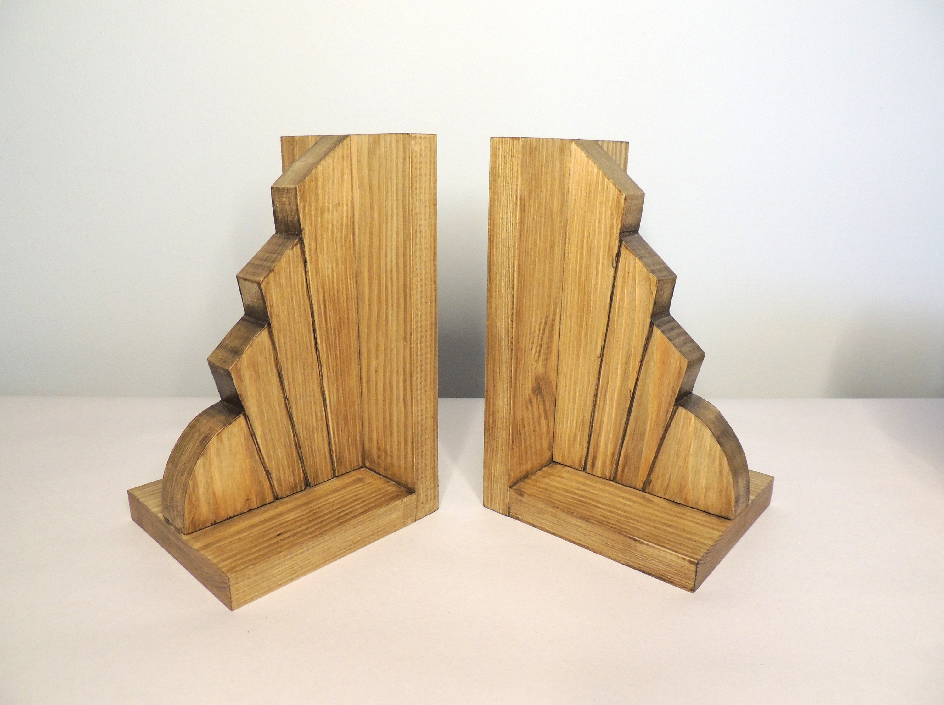 Art Deco Style Bookends Wooden Bookends Book Stopper style - Etsy