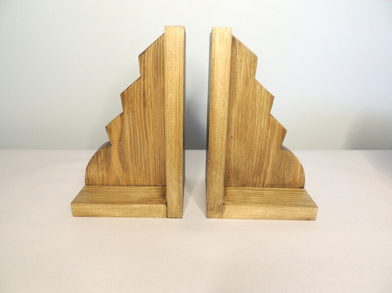 Art Deco Style Bookends Wooden Bookends Book Stopper style - Etsy