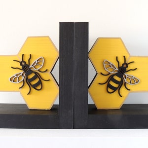Bee Bookends, Honeycomb Bookends, Book Stopper, Wooden Bookends - Etsy UK