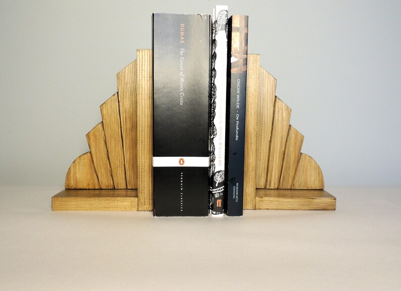 Art Deco Style Bookends Wooden Bookends Book Stopper style - Etsy
