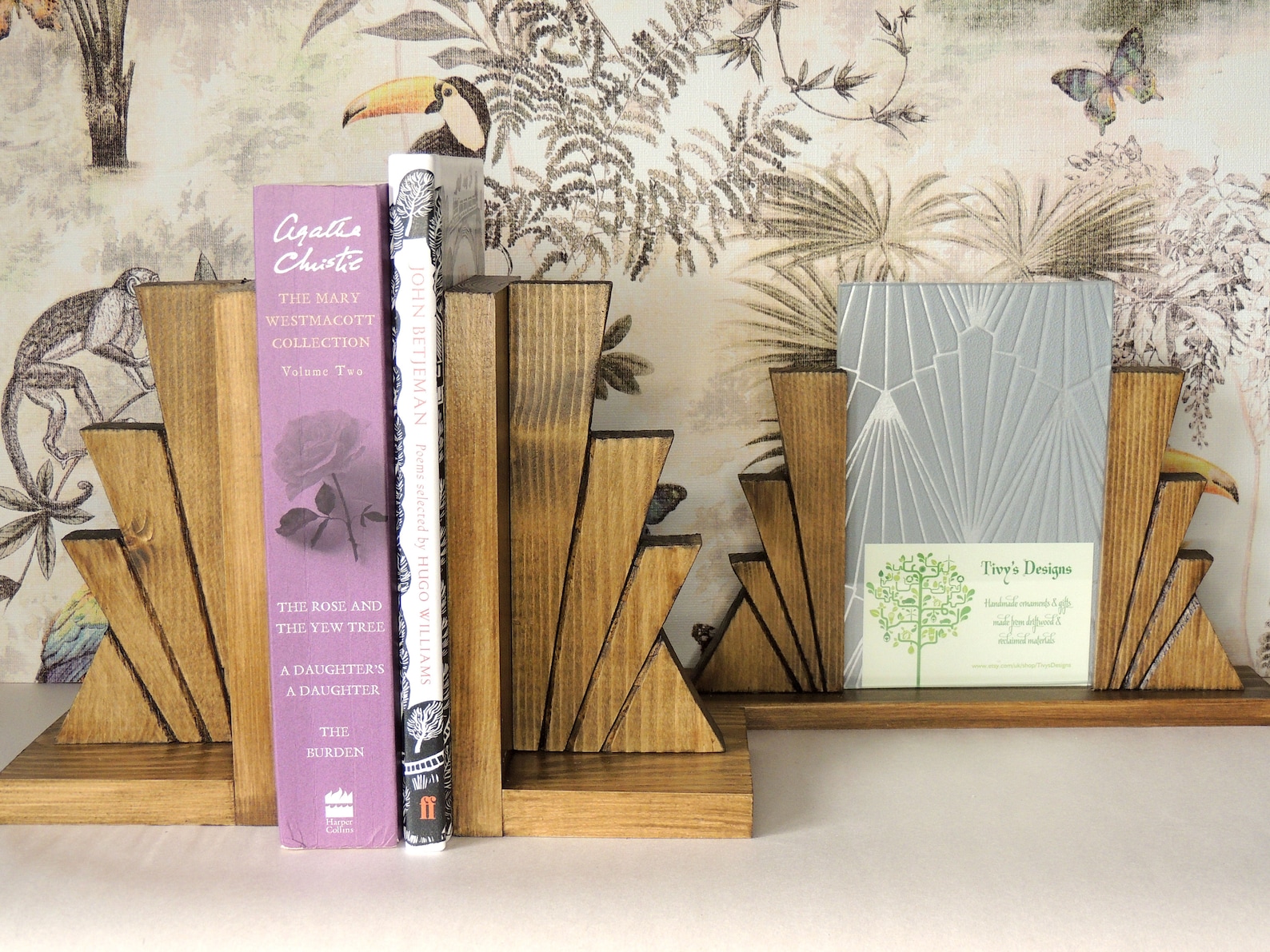 Art Deco Style Bookends Wooden Bookends Book Stopper - Etsy