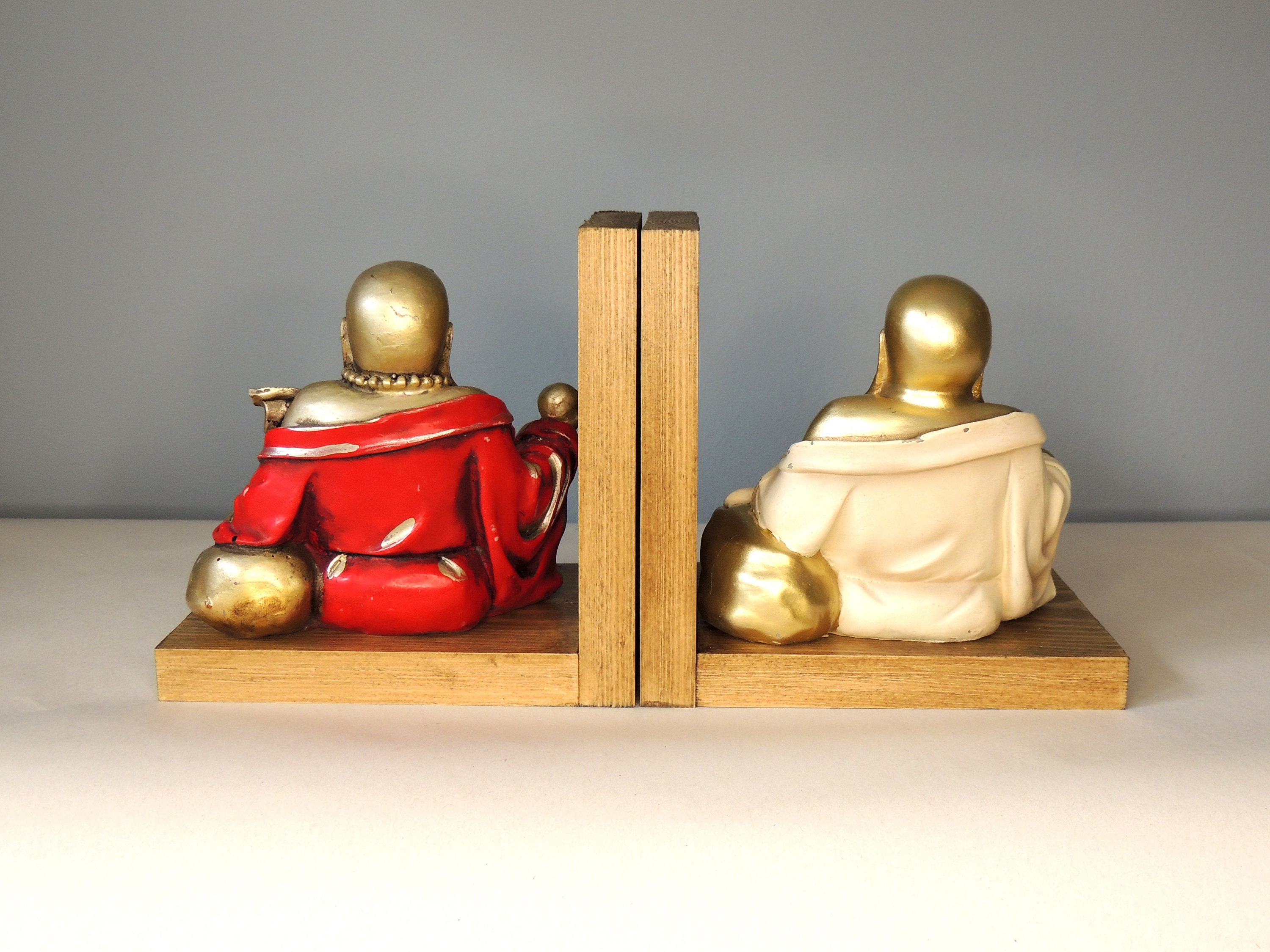 Buddha Bookends Wooden Bookends Pair of Bookends Book - Etsy