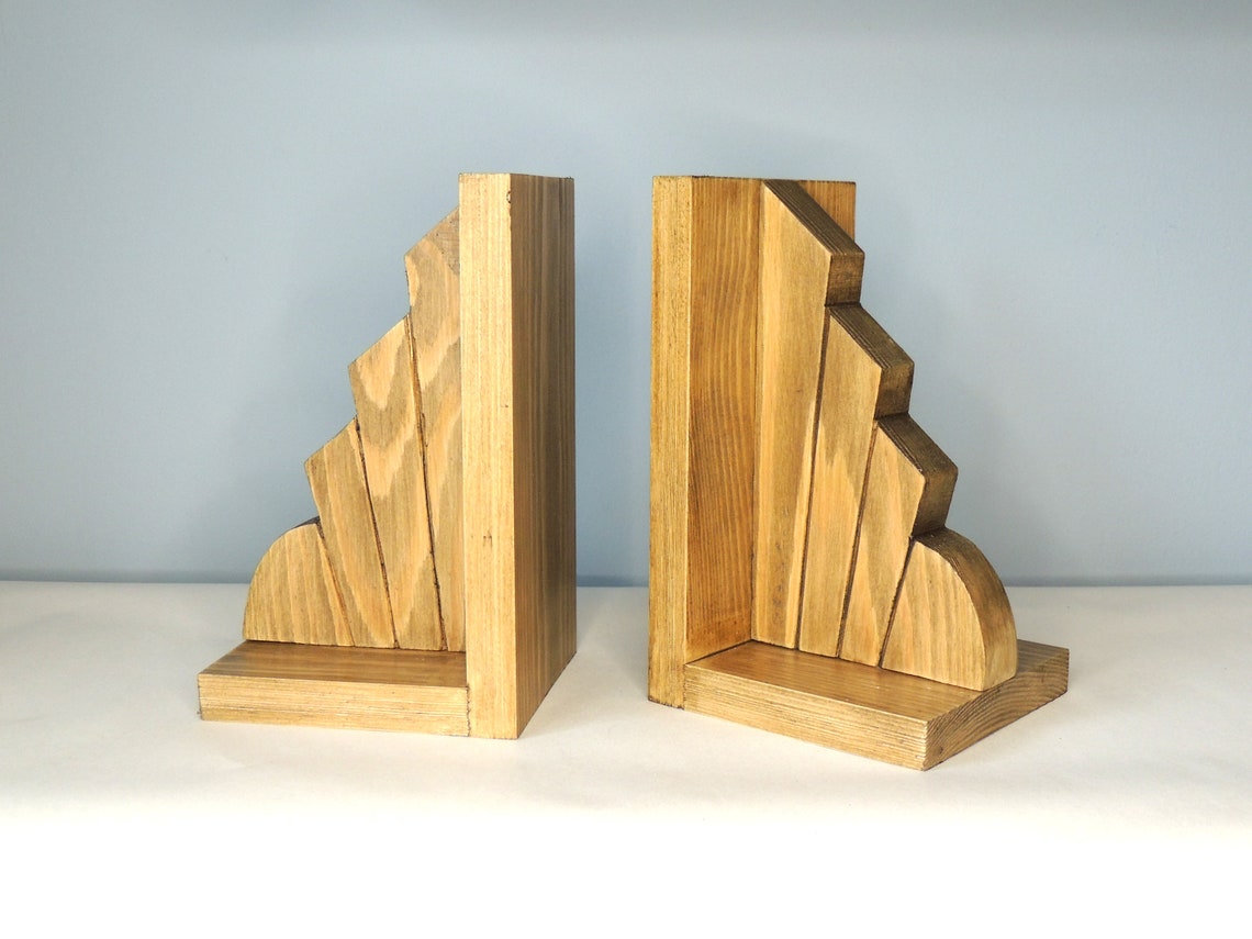 Art Deco Style Bookends Wooden Bookends Book Stopper style - Etsy UK