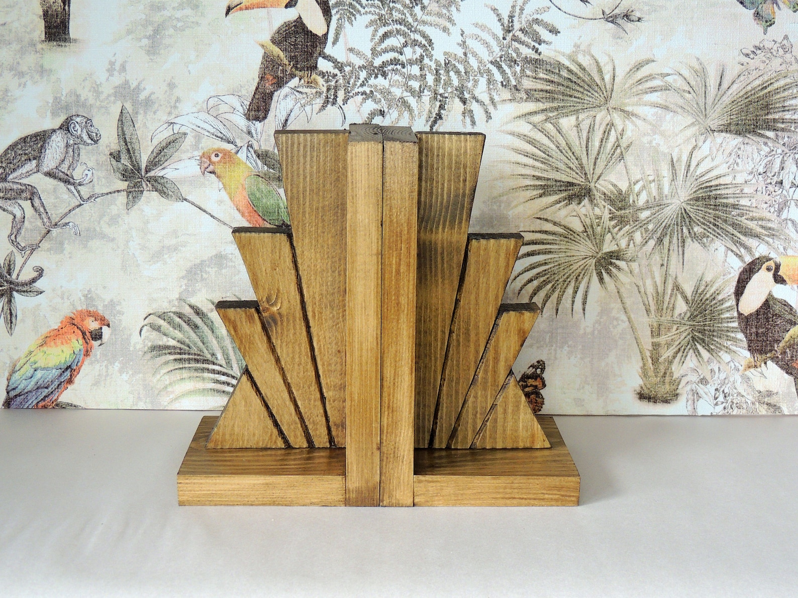 Art Deco Style Bookends Wooden Bookends Book Stopper - Etsy