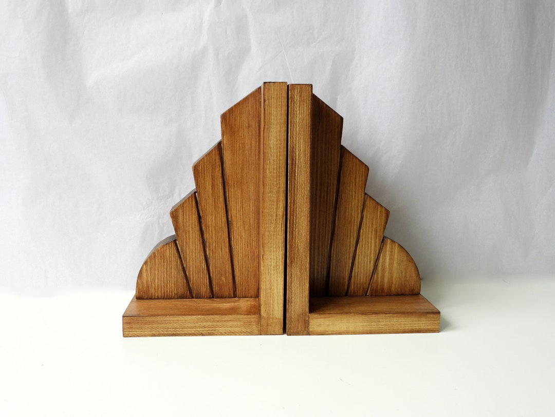 Art Deco Style Bookends, Wooden Bookends, Book Stopper, (style 3) - Etsy