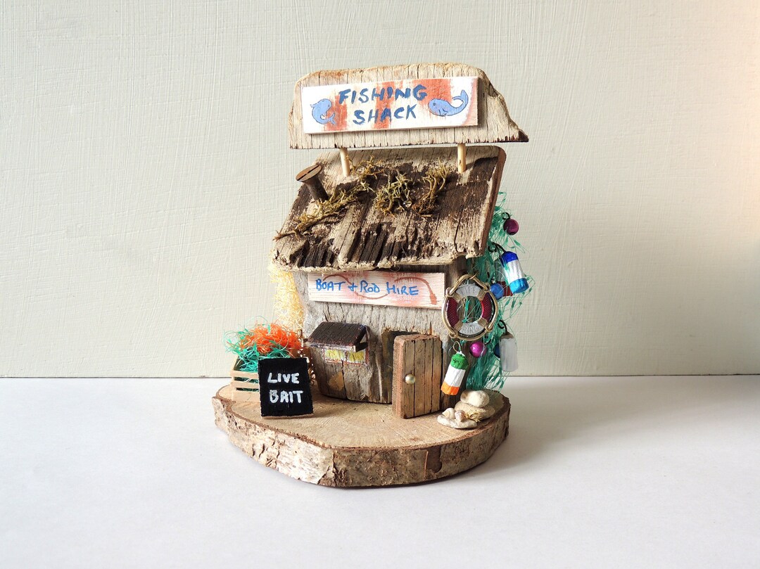 Wooden House, Driftwood, Fishing Shack, Nautical Decor, Driftwood House ...