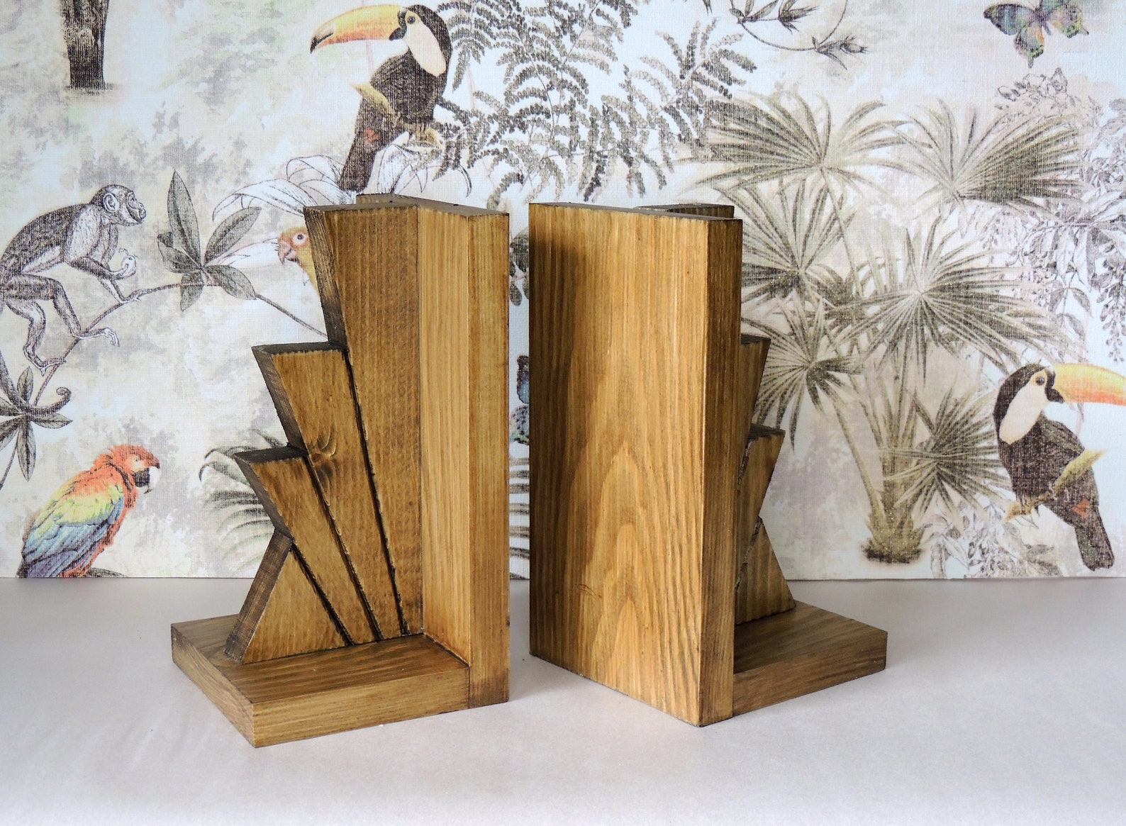 Art Deco Style Bookends Wooden Bookends Book Stopper style - Etsy UK