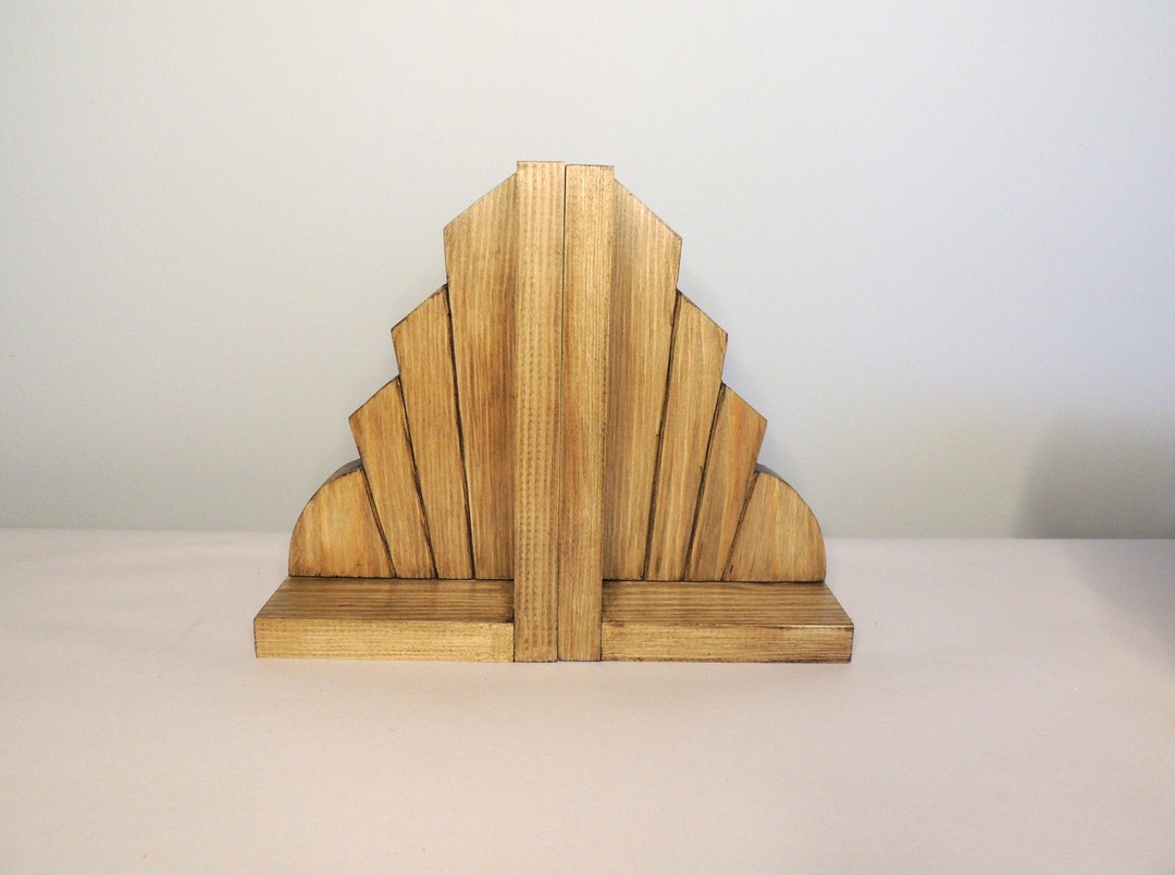 Art Deco Style Bookends, Wooden Bookends, Book Stopper, style 3 - Etsy