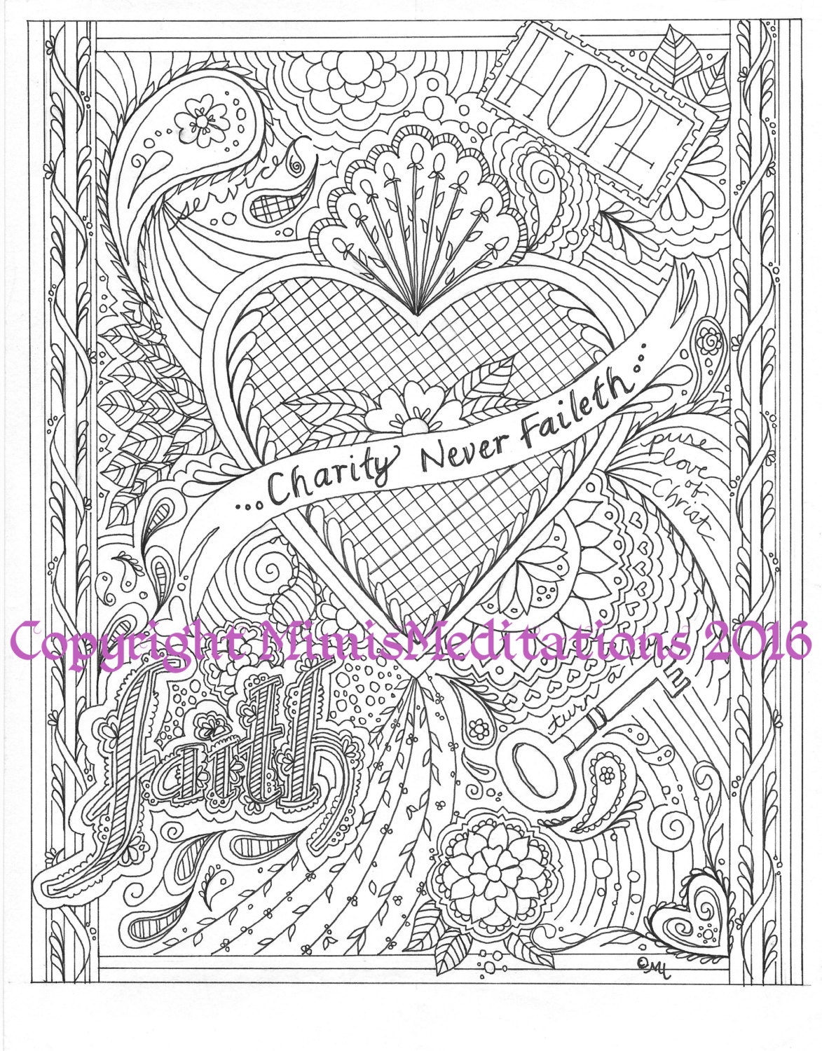 Charity Never Faileth Coloring Page Downloadable - Etsy