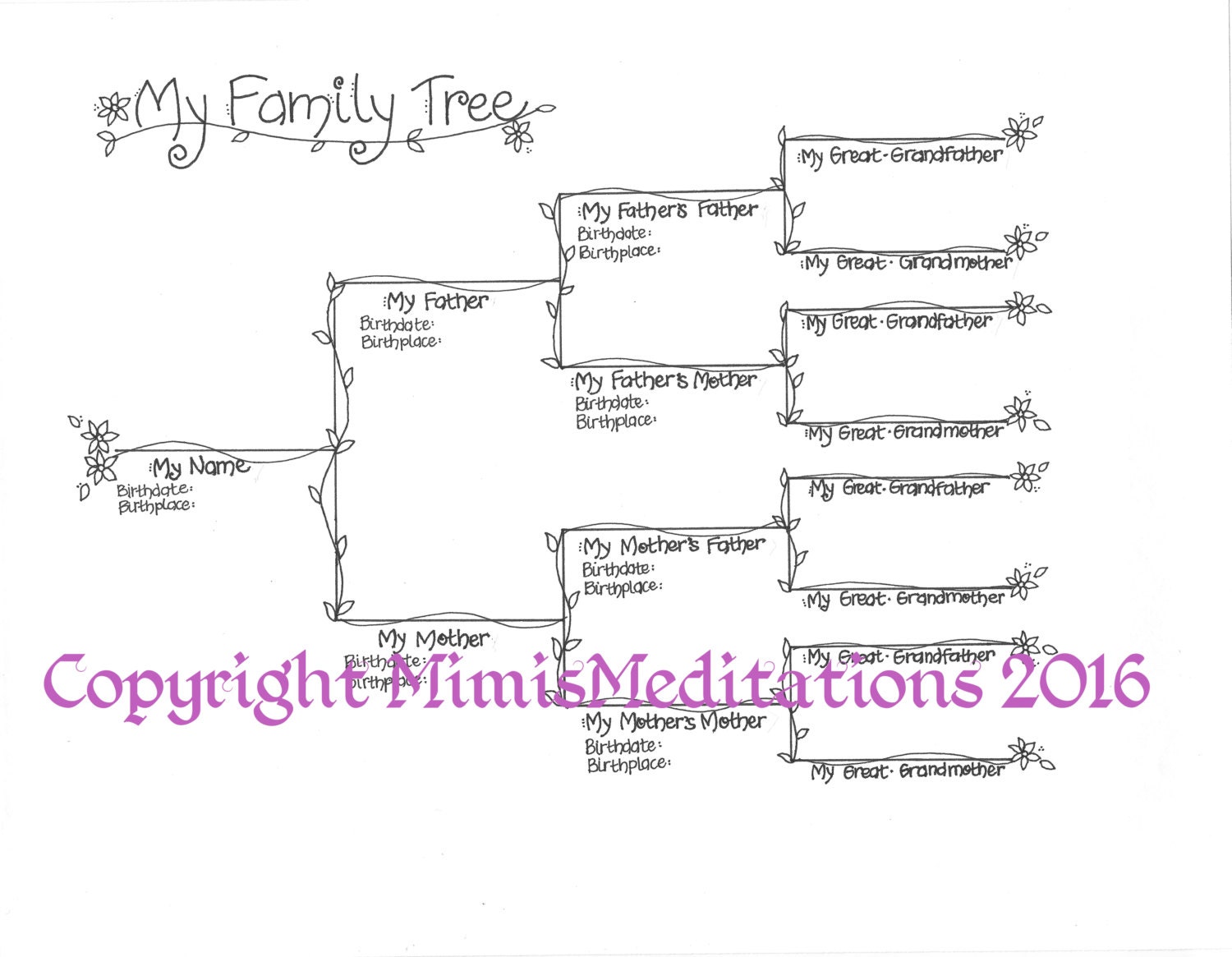My Family Tree - Vine and Flower - Etsy