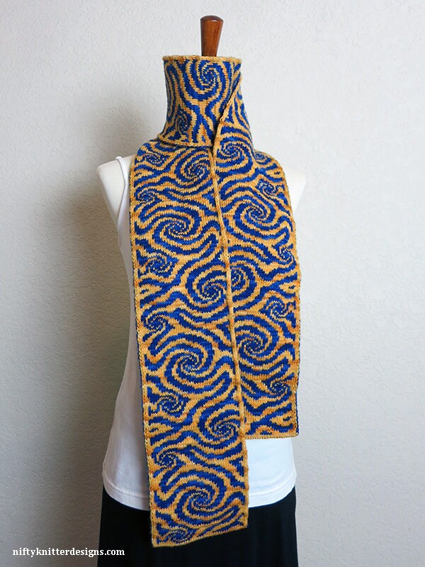 Van Gogh Starry Night Knitting Pattern Whirl Scarf | Etsy