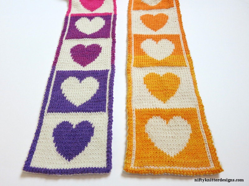 Heart Scarf Knitting Pattern: Reversible Double Knit Design (PDF ...