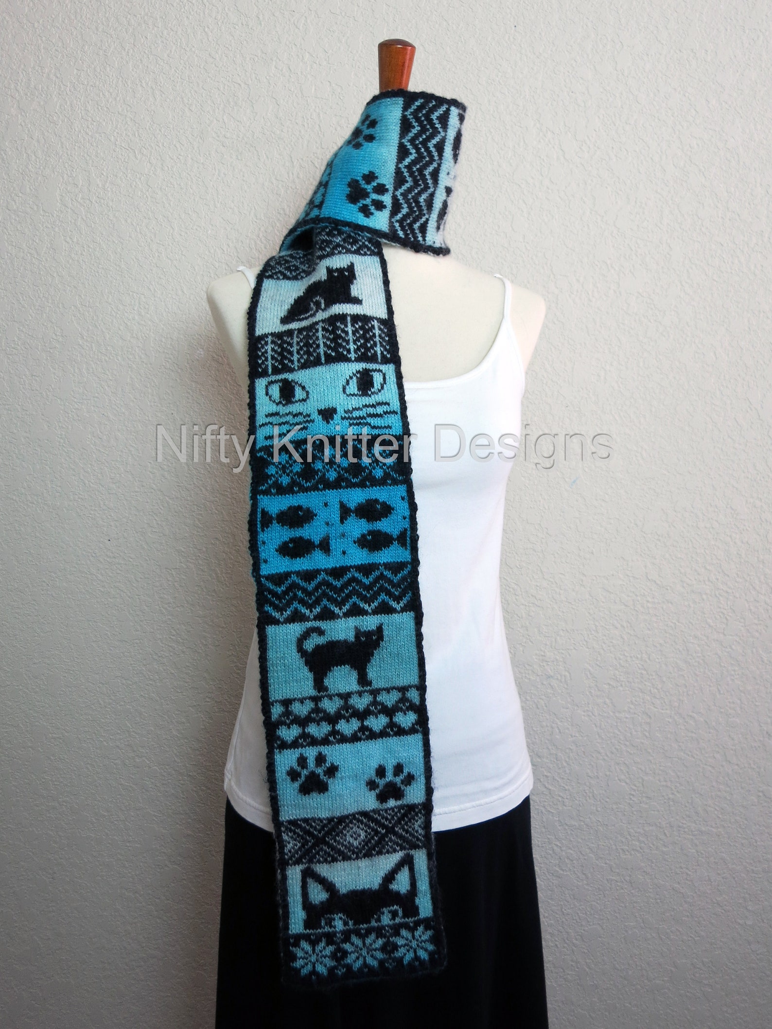 Cute Cat Scarf Knitting Pattern Cat Season Scarf - Etsy