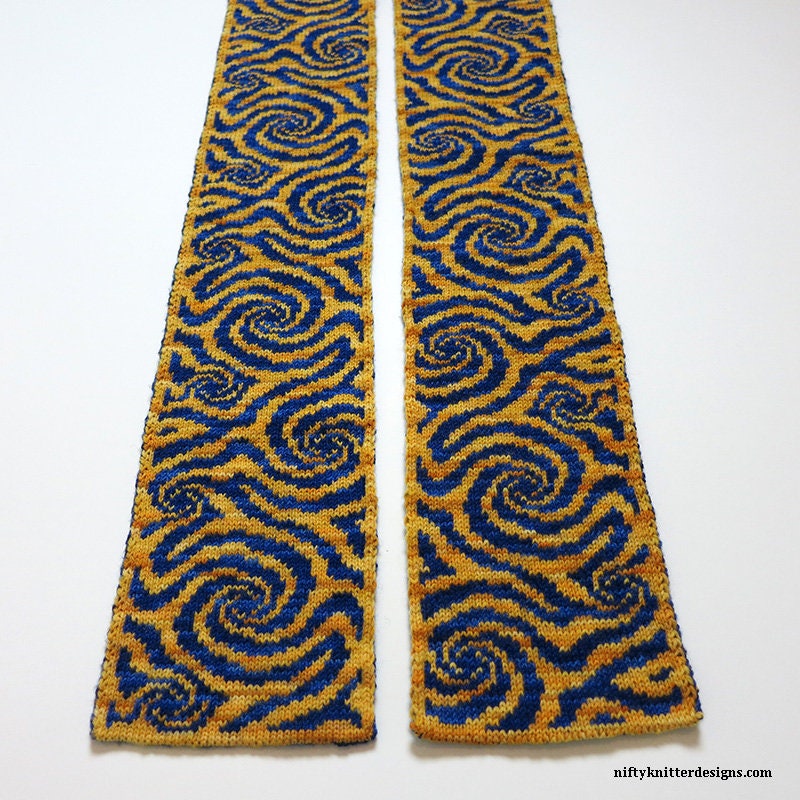 Van Gogh Starry Night Knitting Pattern Whirl Scarf | Etsy
