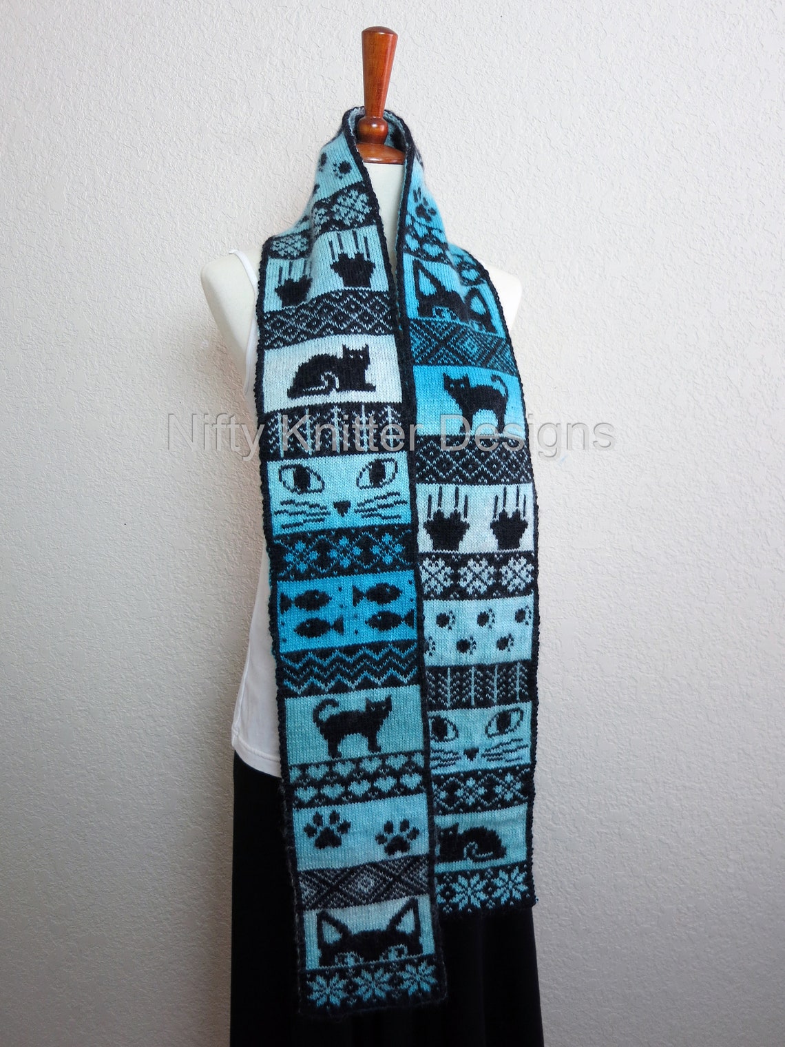 Cute Cat Scarf Knitting Pattern Cat Season Scarf - Etsy