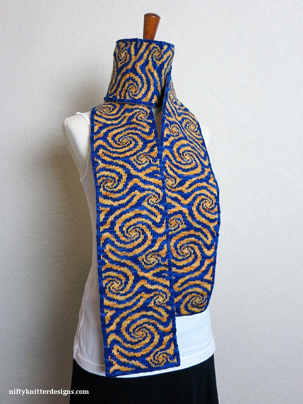 Van Gogh Starry Night Knitting Pattern Whirl Scarf | Etsy