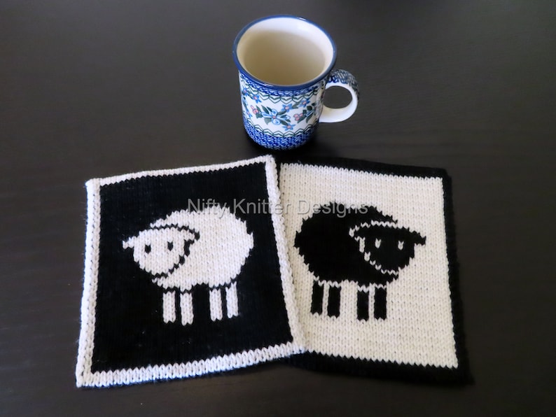 Sheep Potholder Knitting Pattern: Reversible Double Knit Design (PDF ...