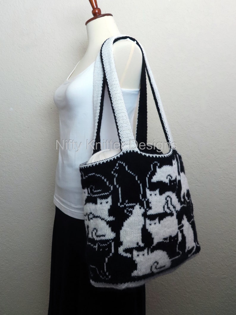 Cat Bag Knitting Pattern: Reversible Double Knit Tote (PDF Download ...