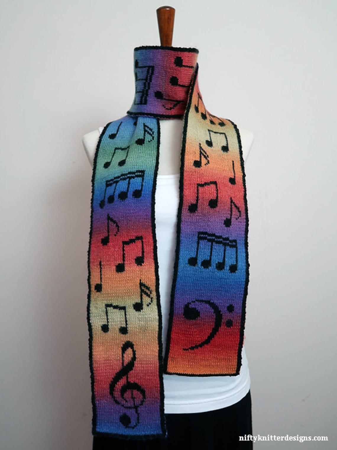 Music Note Scarf Knitting Pattern Musical Scarf | Etsy