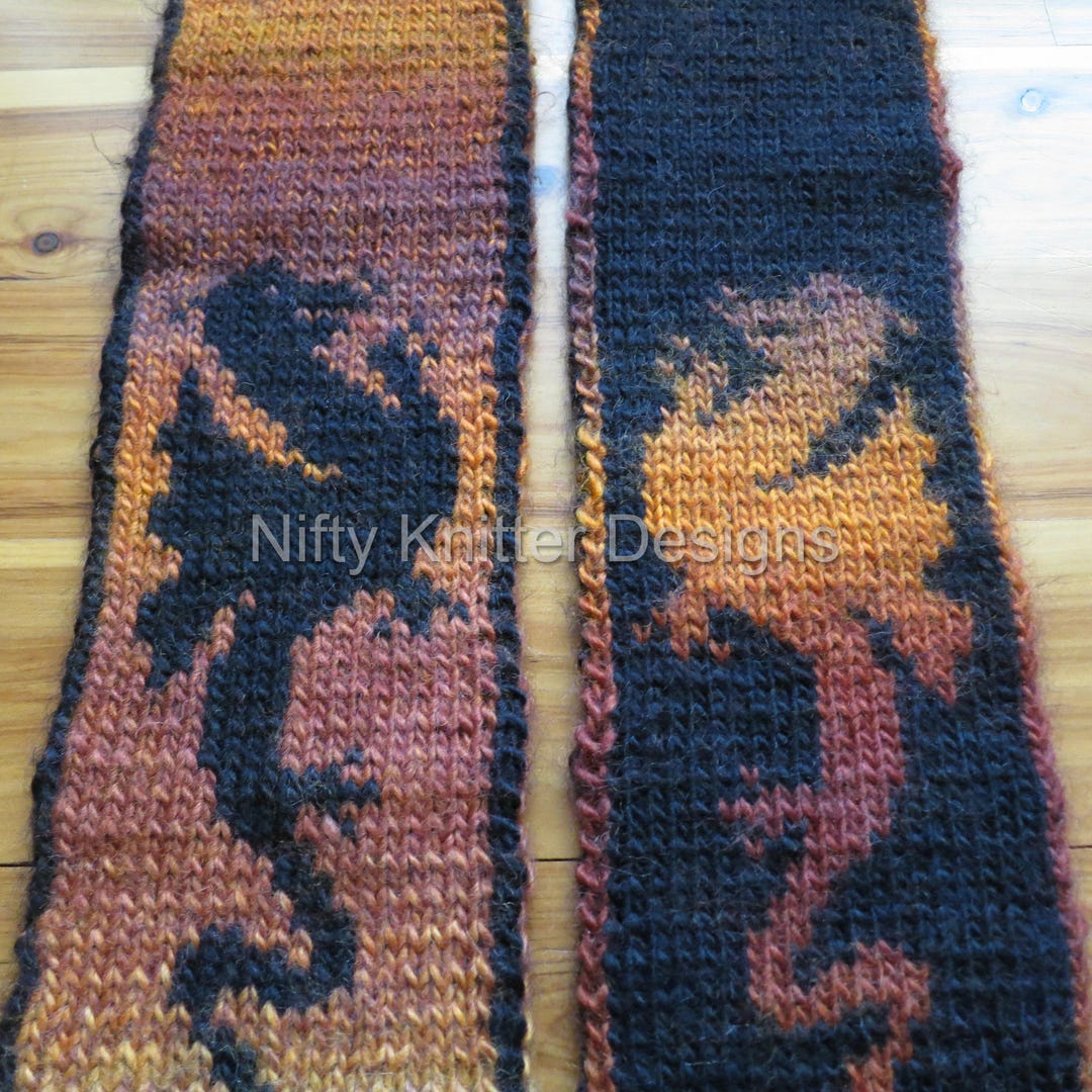 Dragon Scarf Knitting Pattern: Reversible Double Knit Design (PDF ...