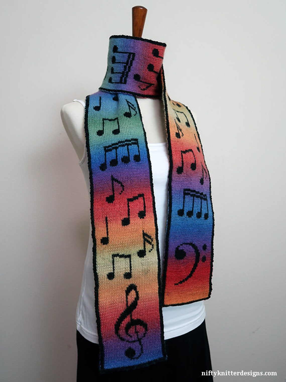Music Note Scarf Knitting Pattern Musical Scarf | Etsy