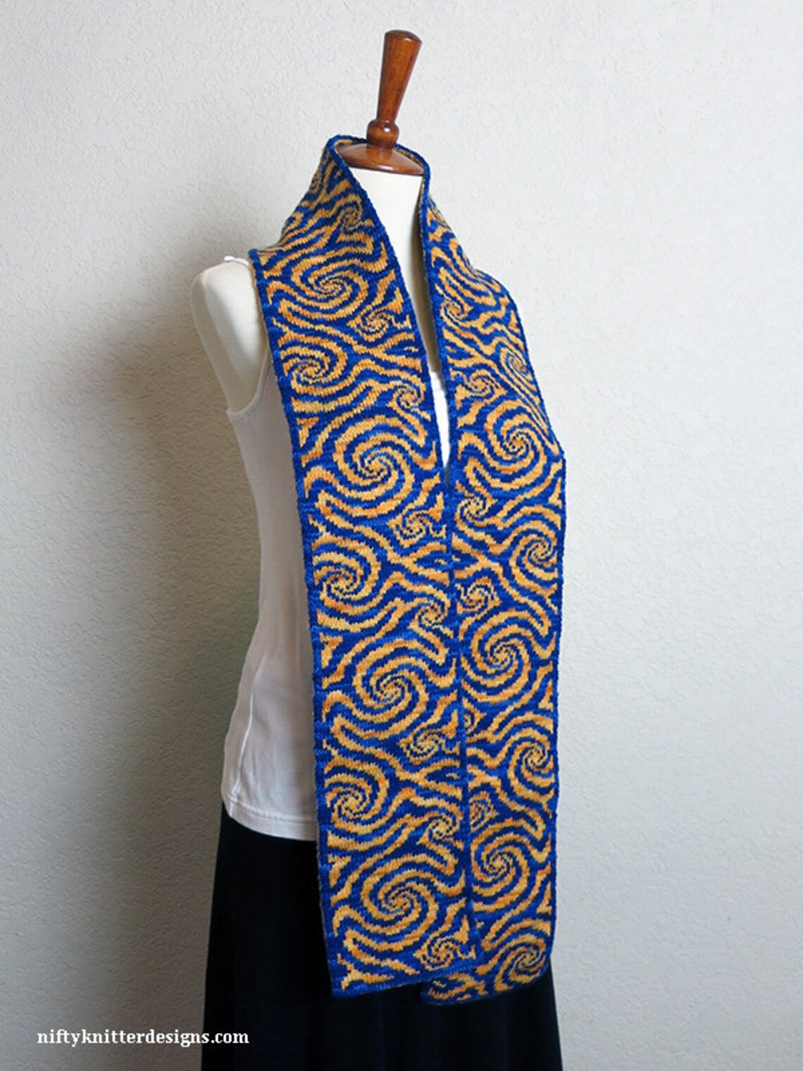 Van Gogh Starry Night Knitting Pattern Whirl Scarf | Etsy