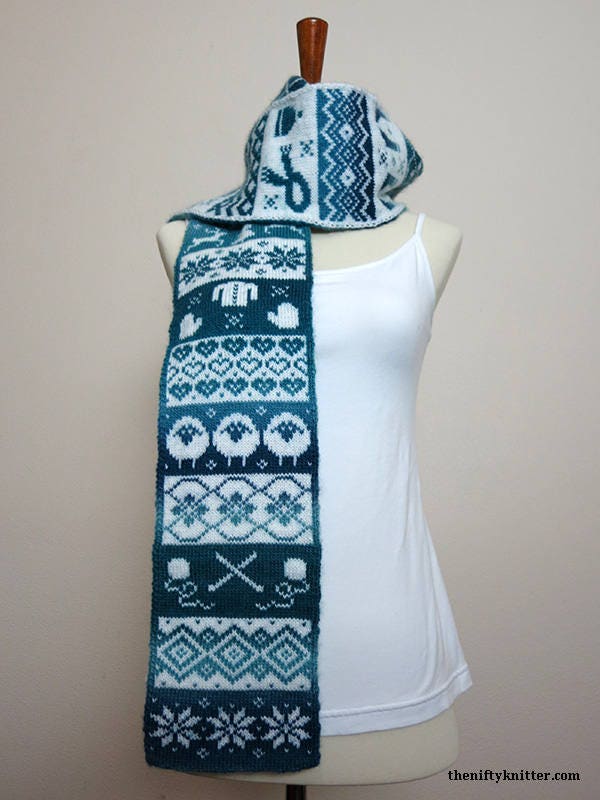 Winter Sheep Scarf Knitting Pattern Knit Season Scarf | Etsy
