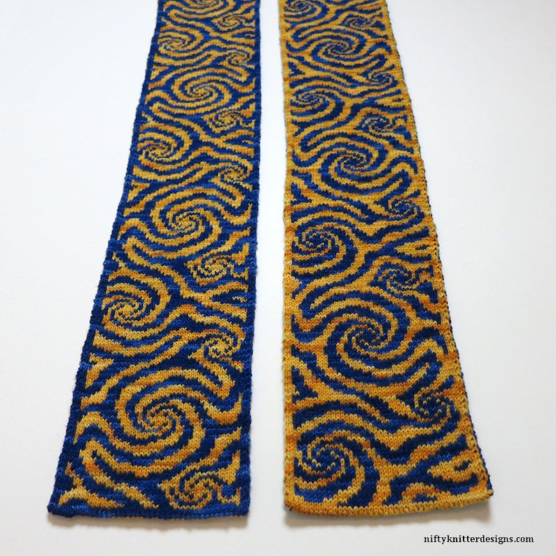 Van Gogh Starry Night Knitting Pattern Whirl Scarf - Etsy
