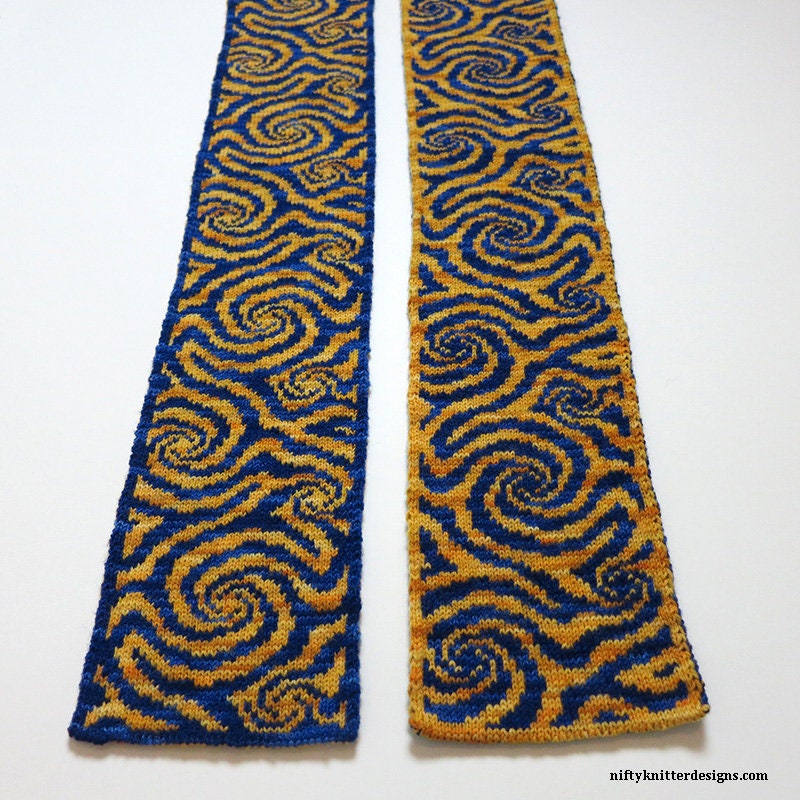 Van Gogh Starry Night Knitting Pattern Whirl Scarf | Etsy