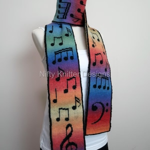 Music Note Scarf Knitting Pattern: Reversible Double Knit Design (PDF ...