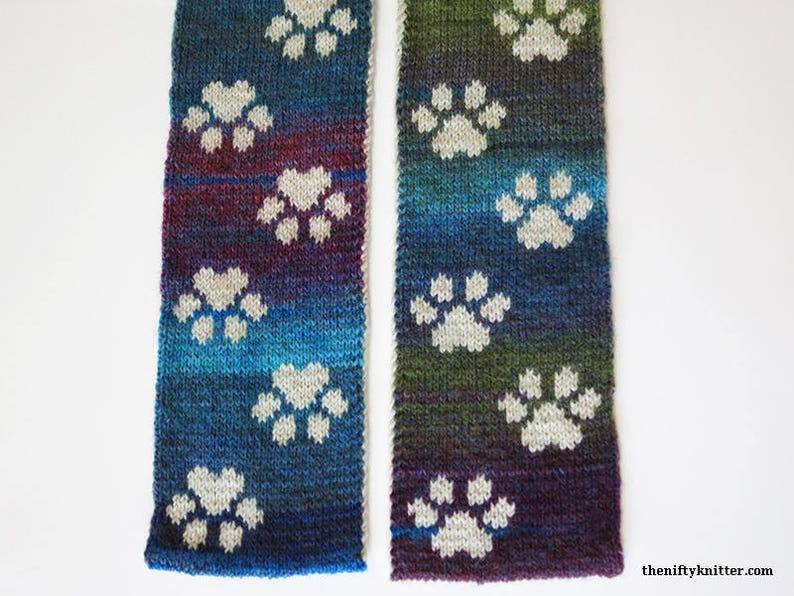 Cat Dog Paw Print Scarf Knitting Pattern Pawprints Scarf - Etsy
