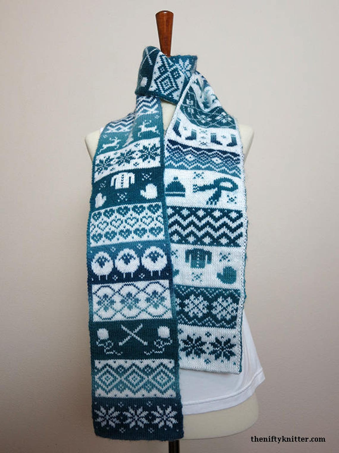 Winter Sheep Scarf Knitting Pattern Knit Season Scarf | Etsy