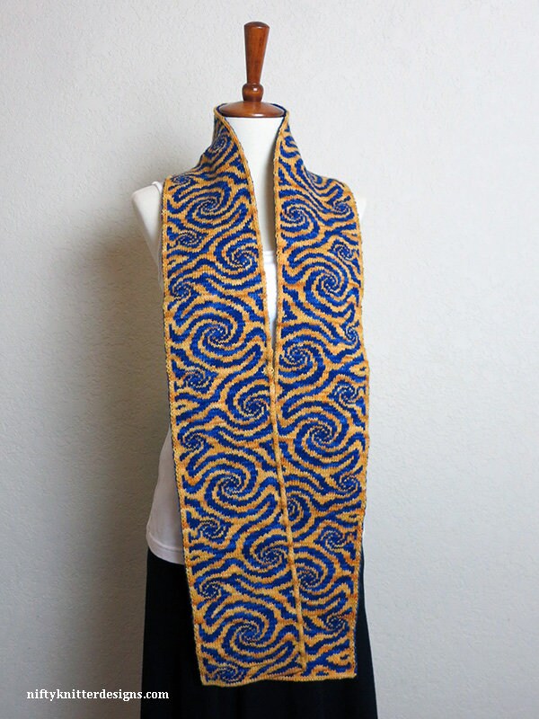 Van Gogh Starry Night Knitting Pattern Whirl Scarf | Etsy