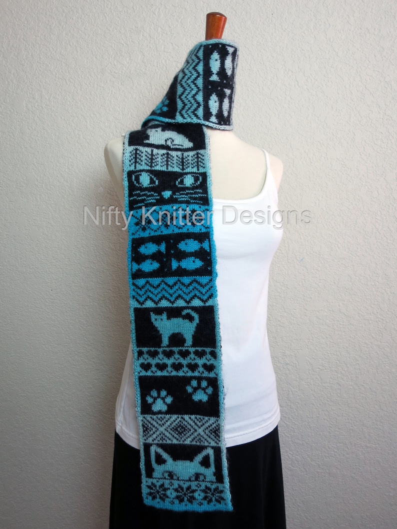 Cute Cat Scarf Knitting Pattern Cat Season Scarf - Etsy