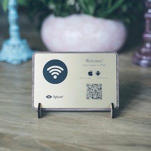 Natural Wood and Acrylic Auto Connect NFC Tag Wifi Connection - QR Wifi ...